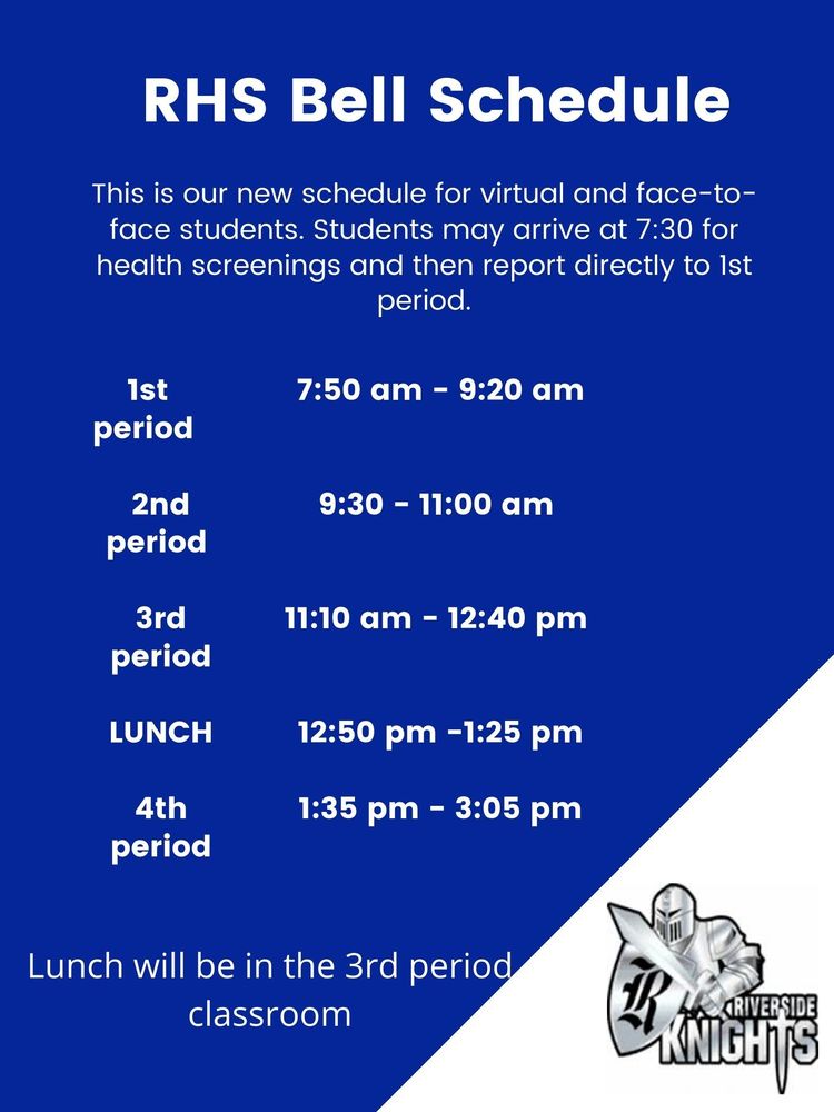 New Bell Schedule | Riverside High School