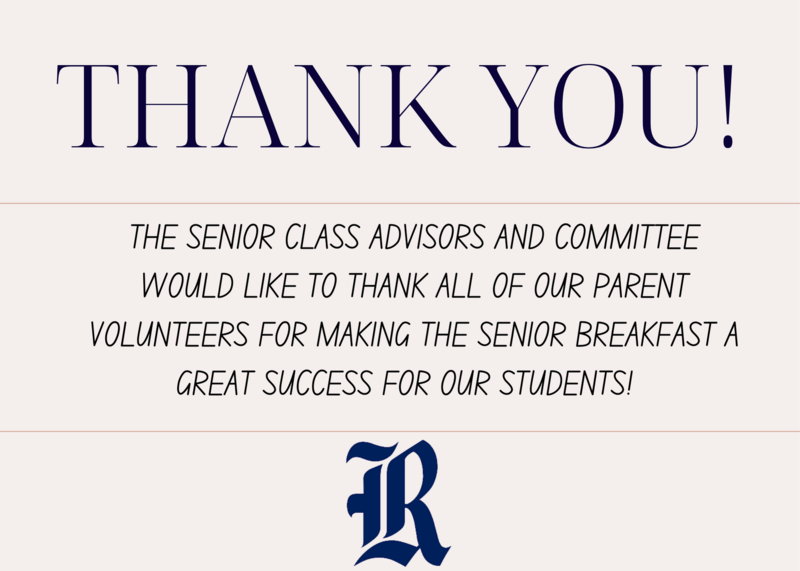 Thank You, Senior Class Parents! | Riverside High School