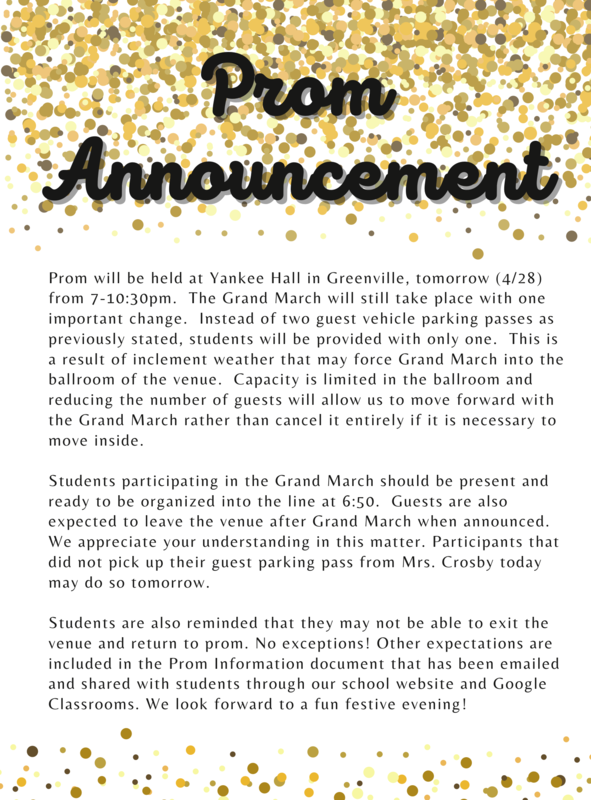 IMPORTANT PROM ANNOUNCEMENT | Riverside High School